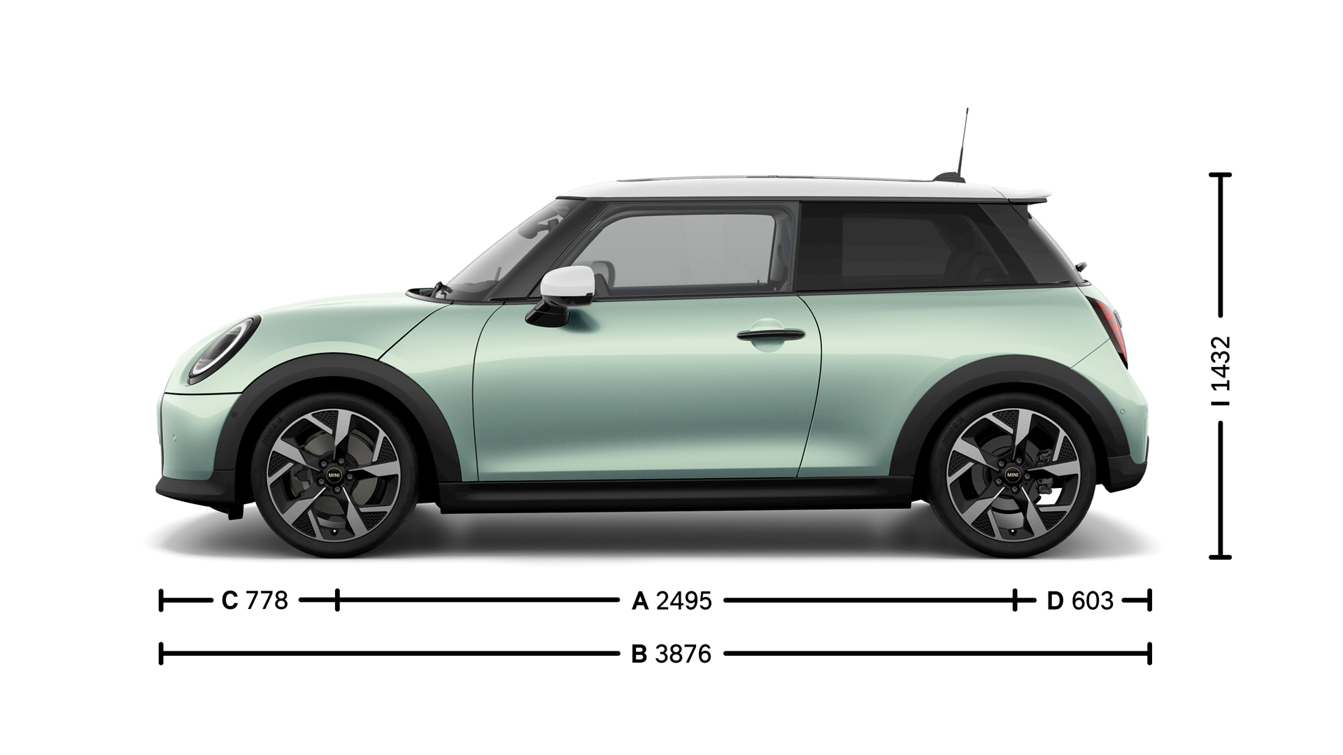 MINI Cooper triduris - Matmenys